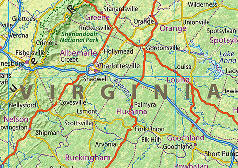 Virginia Physical State Map– I Love Maps