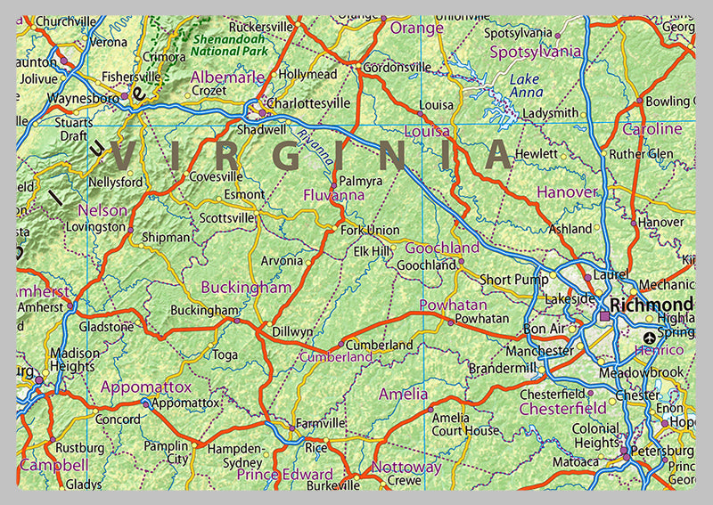 Virginia Physical State Map– I Love Maps