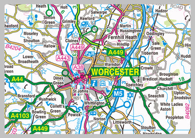 Worcestershire County Map– I Love Maps