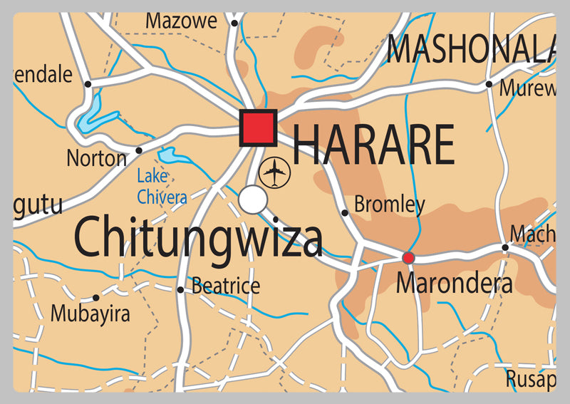 Physical Map of Zimbabwe - The Oxford Collection– I Love Maps