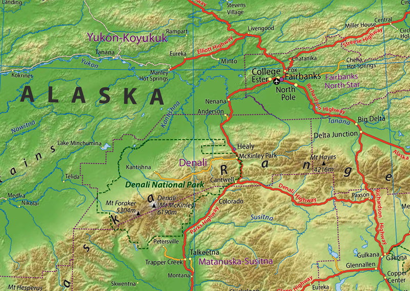 Alaska Physical State Map | I Love Maps