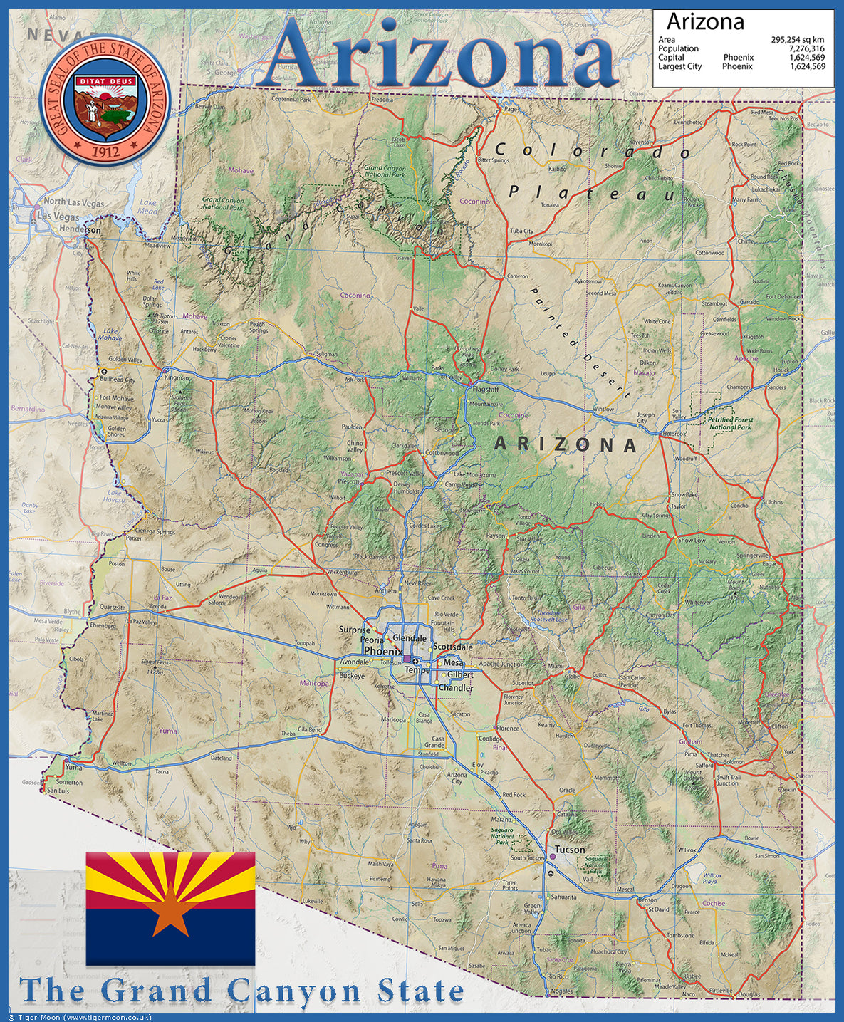 Arizona Physical State Map– I Love Maps