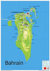 Physical Map of Bahrain - The Oxford Collection– I Love Maps
