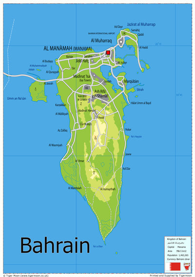 Physical Map of Bahrain - The Oxford Collection– I Love Maps