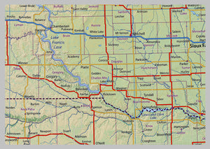 Dakota and Nebraska Physical Map– I Love Maps