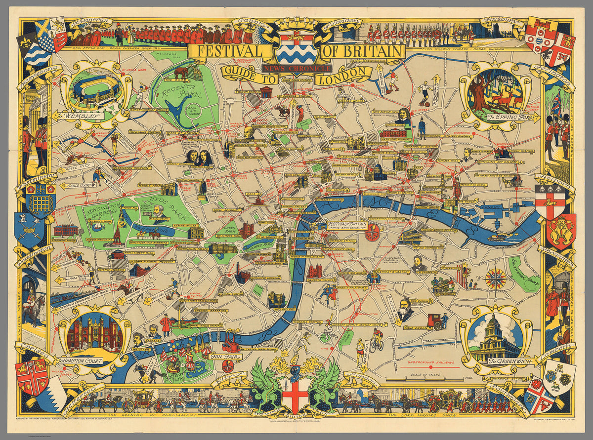 Historical pictorial Festival map of Britain - Guide to London– I Love Maps