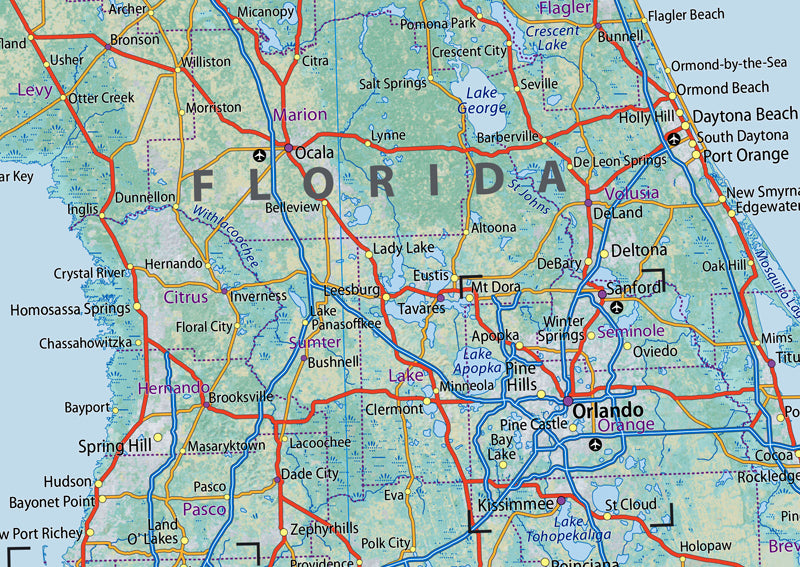Florida Physical State Map | I Love Maps