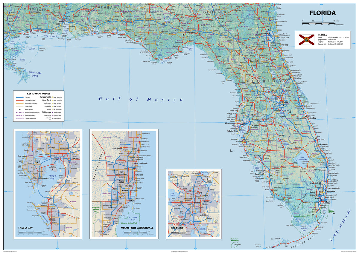 Florida Physical State Map– I Love Maps