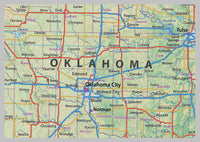Kansas, Oklahoma, Missouri and Arkansas Physical Map– I Love Maps