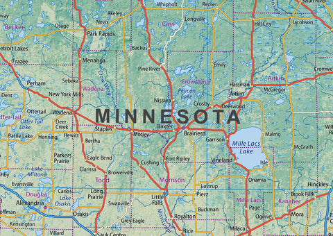 Minnesota and Iowa Physical State Map | I Love Maps