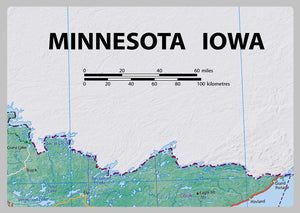 Minnesota and Iowa Physical State Map– I Love Maps