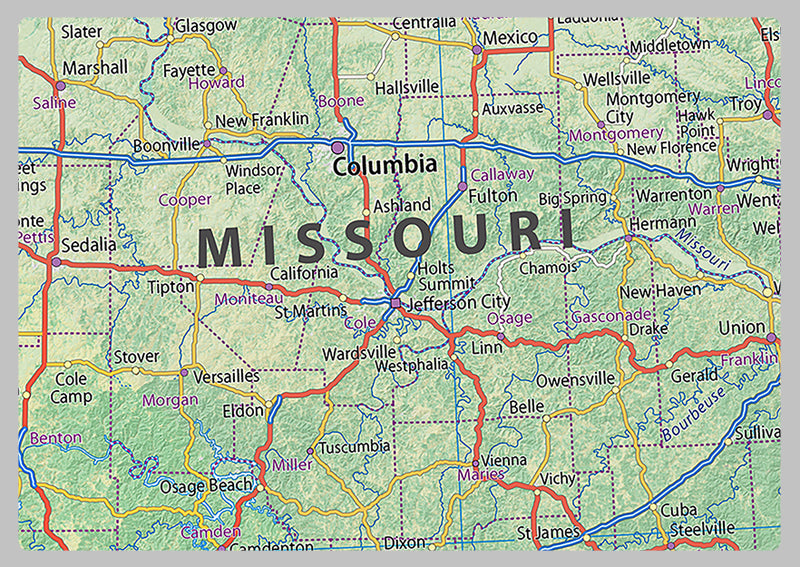 Missouri Physical State Map– I Love Maps