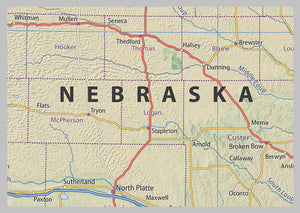 Nebraska Physical State Map– I Love Maps