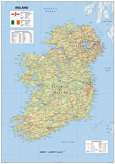 Detailed Physical Map of Ireland– I Love Maps