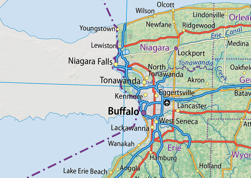 New York and Pennsylvania Physical State Map | I Love Maps