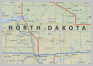 North Dakota Physical State Map– I Love Maps