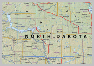 North and South Dakota Physical State Map– I Love Maps