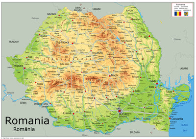 Physical Map of Romania - The Oxford Collection– I Love Maps