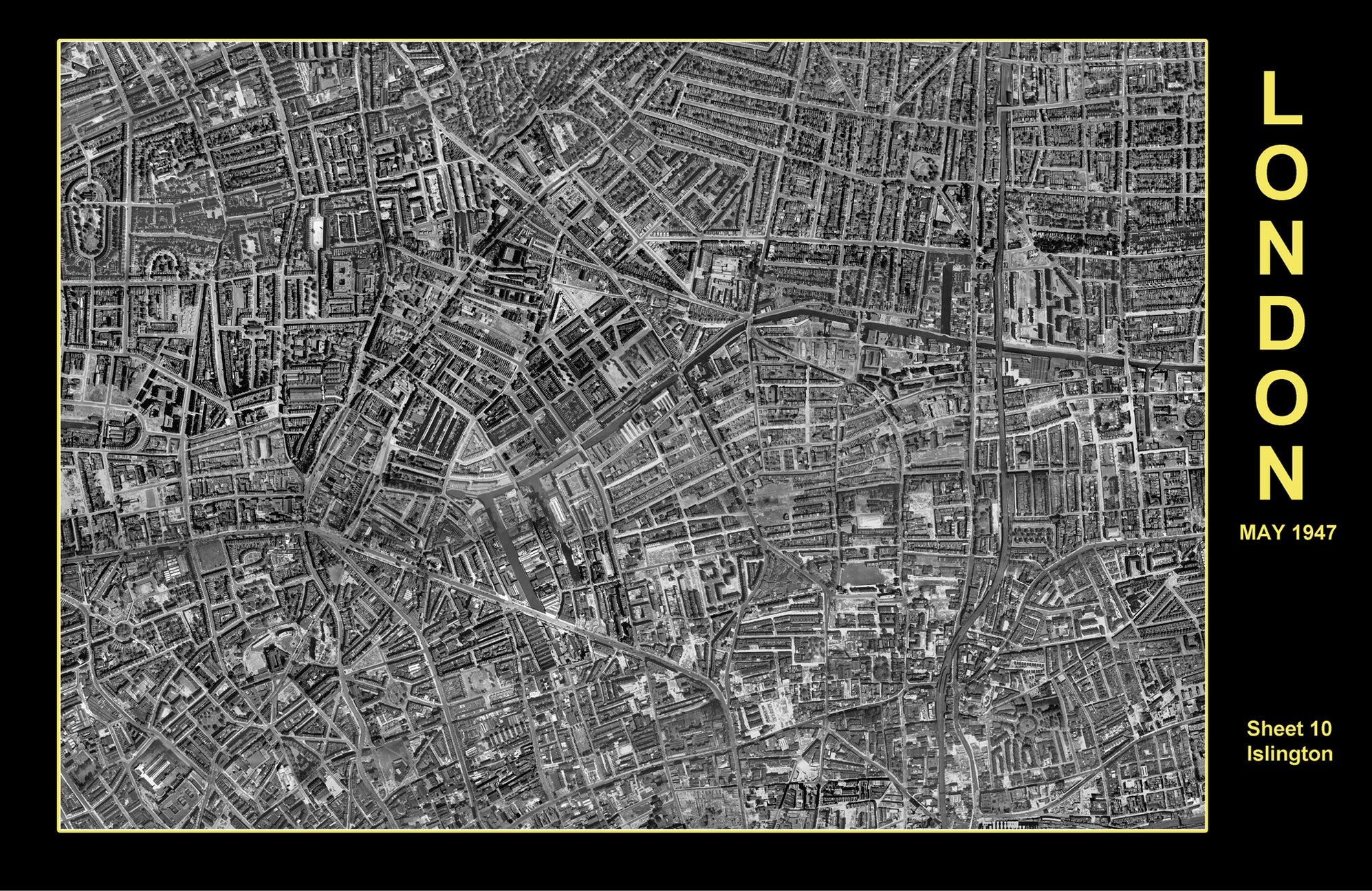 Post-War 1947 London Aerial Map - Islington– I Love Maps