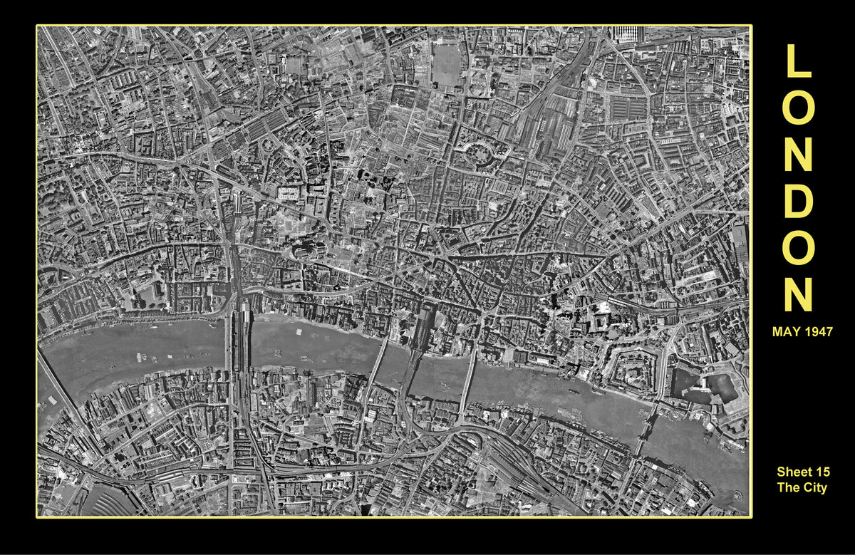 Post-War 1947 London Aerial Map - The City– I Love Maps