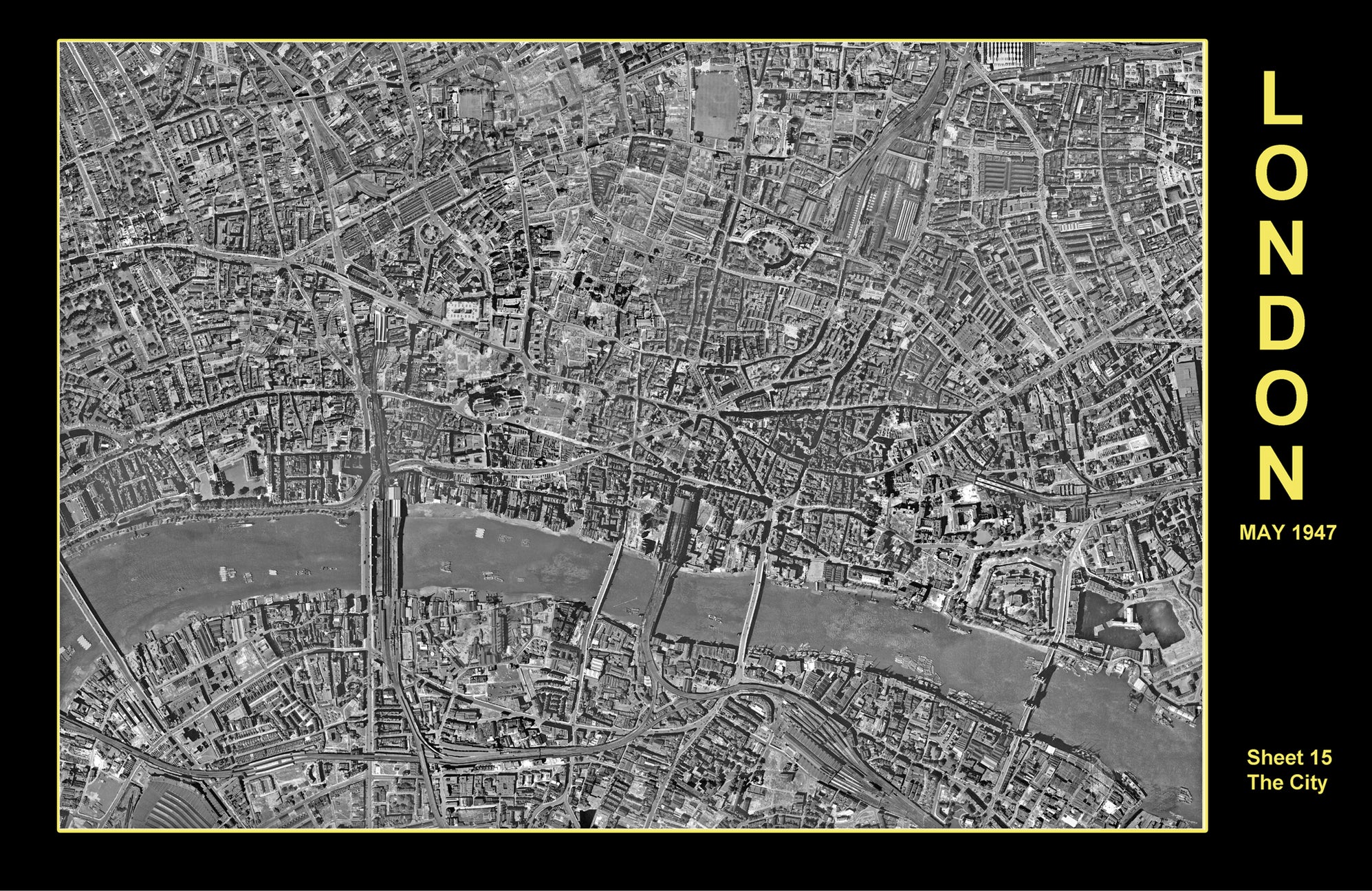 Post-War 1947 London Aerial Map - The City– I Love Maps