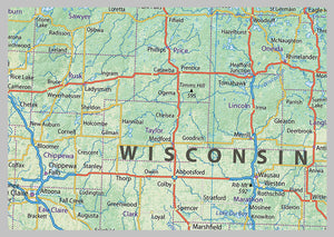 Wisconsin Physical State Map– I Love Maps
