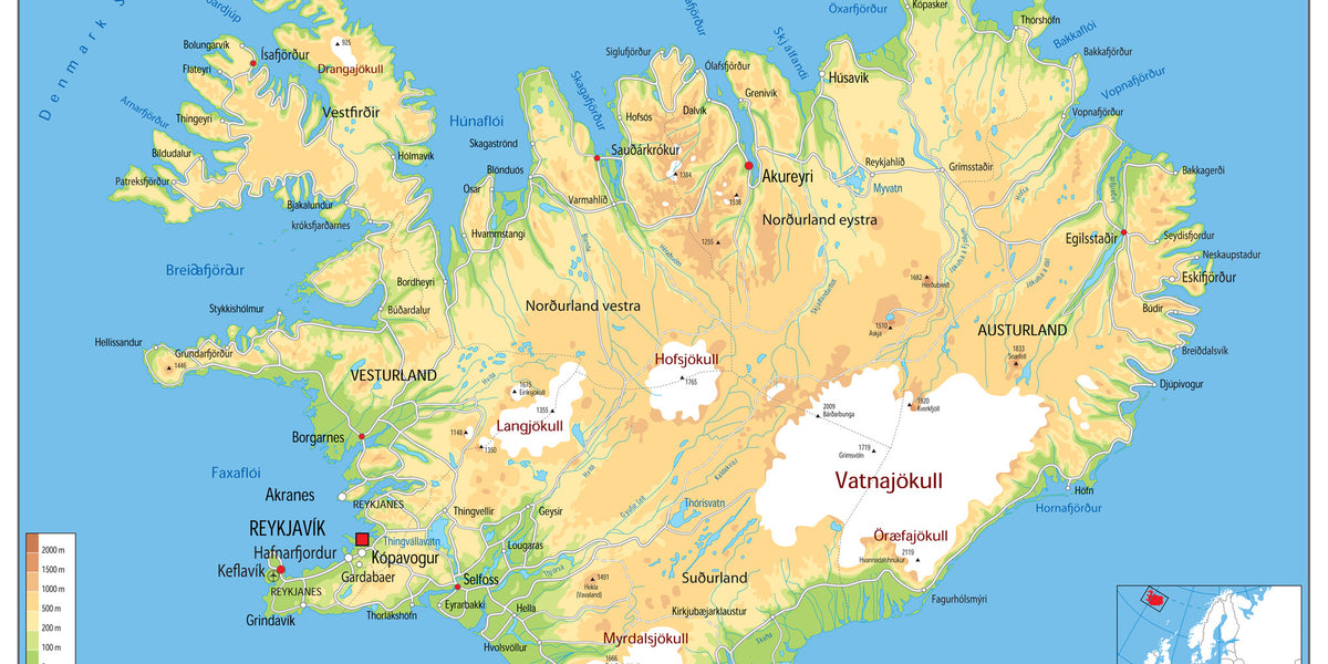 Iceland Physical Map– I Love Maps