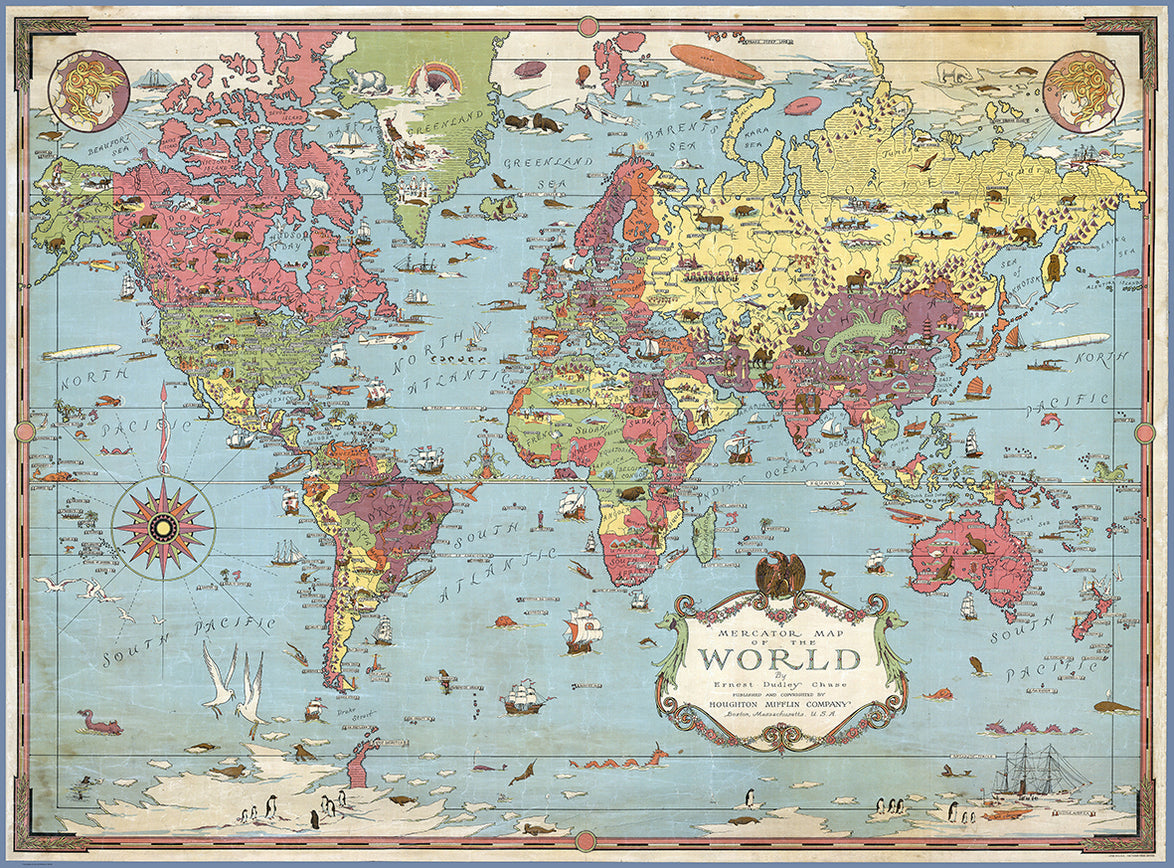 1931 - Mercator Map of the World by Ernest Dudley Chase– I Love Maps