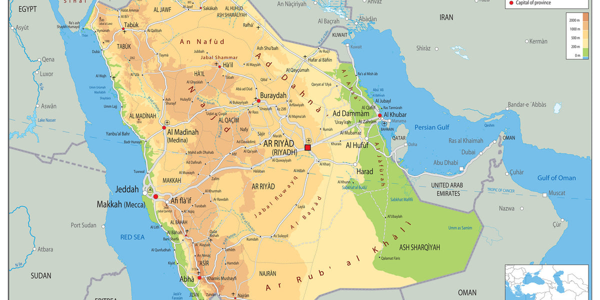 Saudi Arabia Physical Map– I Love Maps