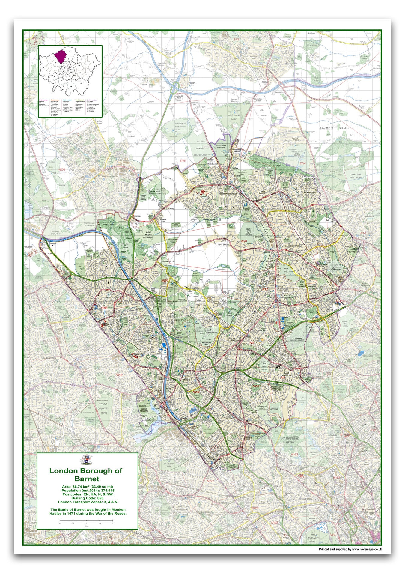 Barnet London Borough Map– I Love Maps