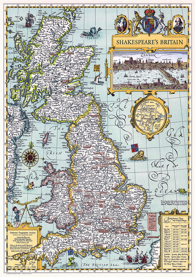 Shakespeare's Britain Map by National Geographic Society– I Love Maps