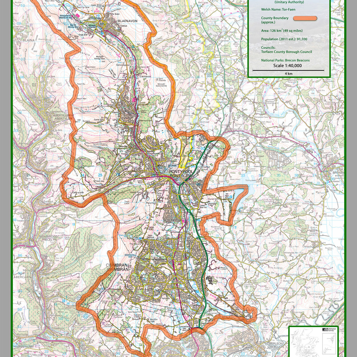 Torfaen County Map– I Love Maps