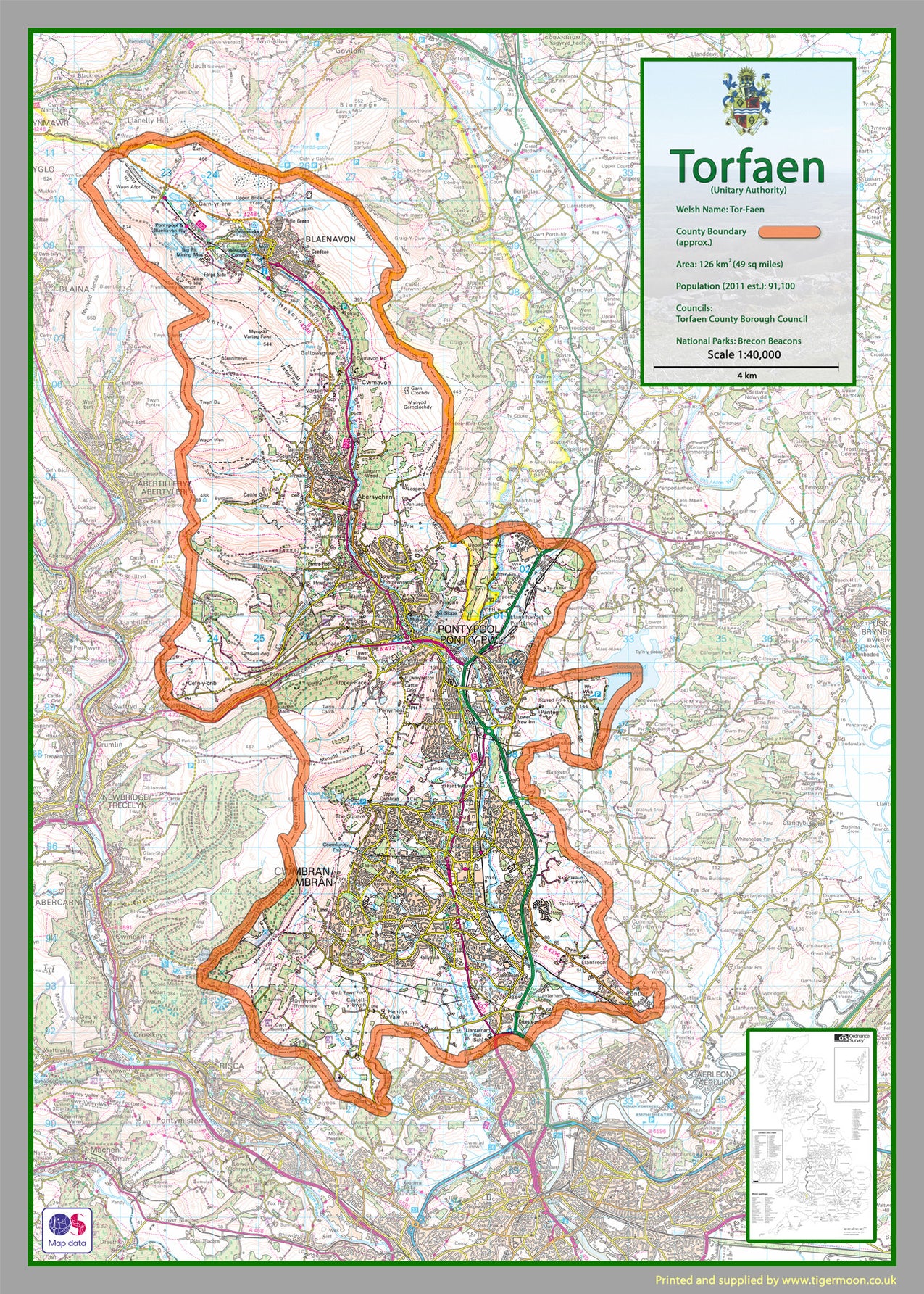 Torfaen County Map– I Love Maps