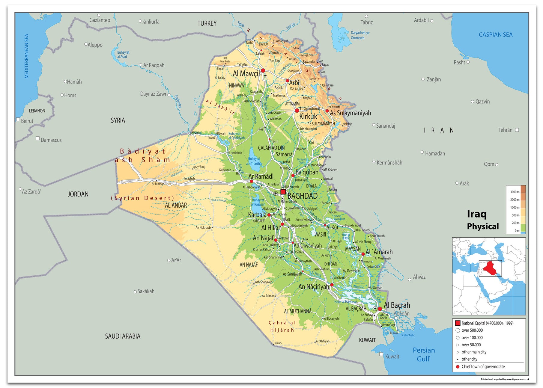Iraq Physical Map– I Love Maps