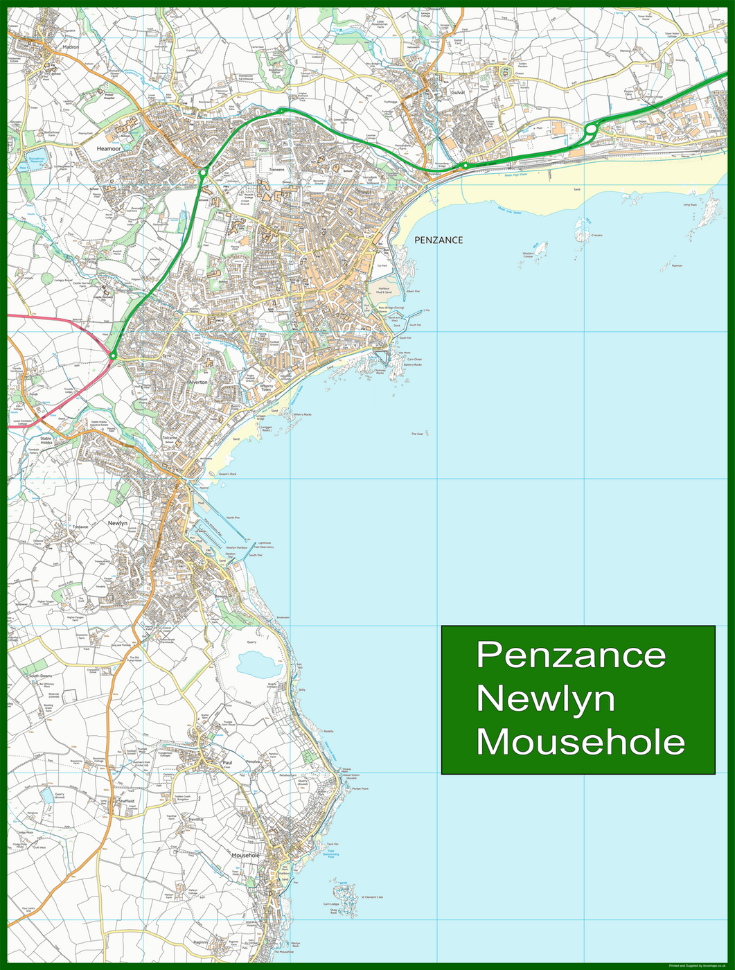 Penzance, Newlyn and Mousehole Coastal Area Map– I Love Maps
