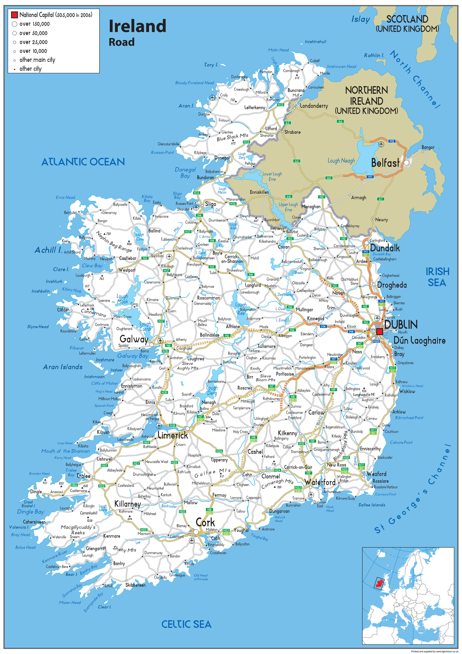 Ireland Road Map– I Love Maps
