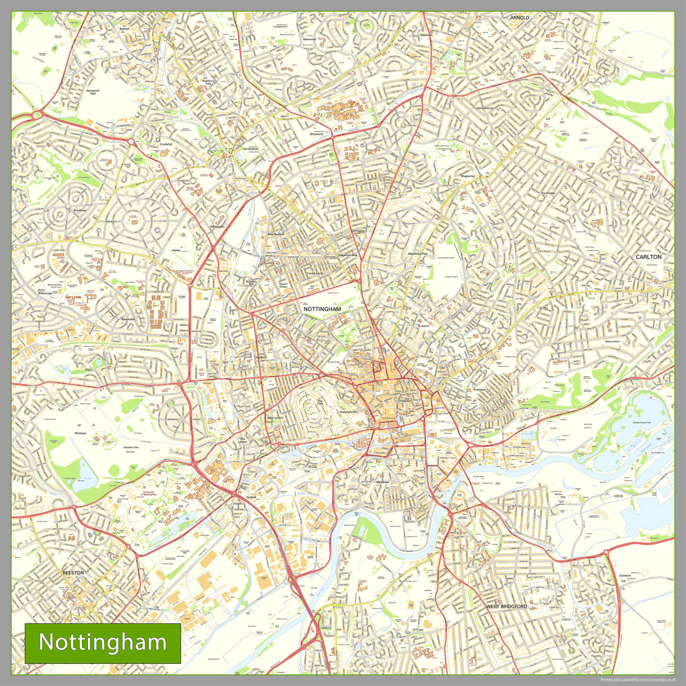 Nottingham Street Map– I Love Maps