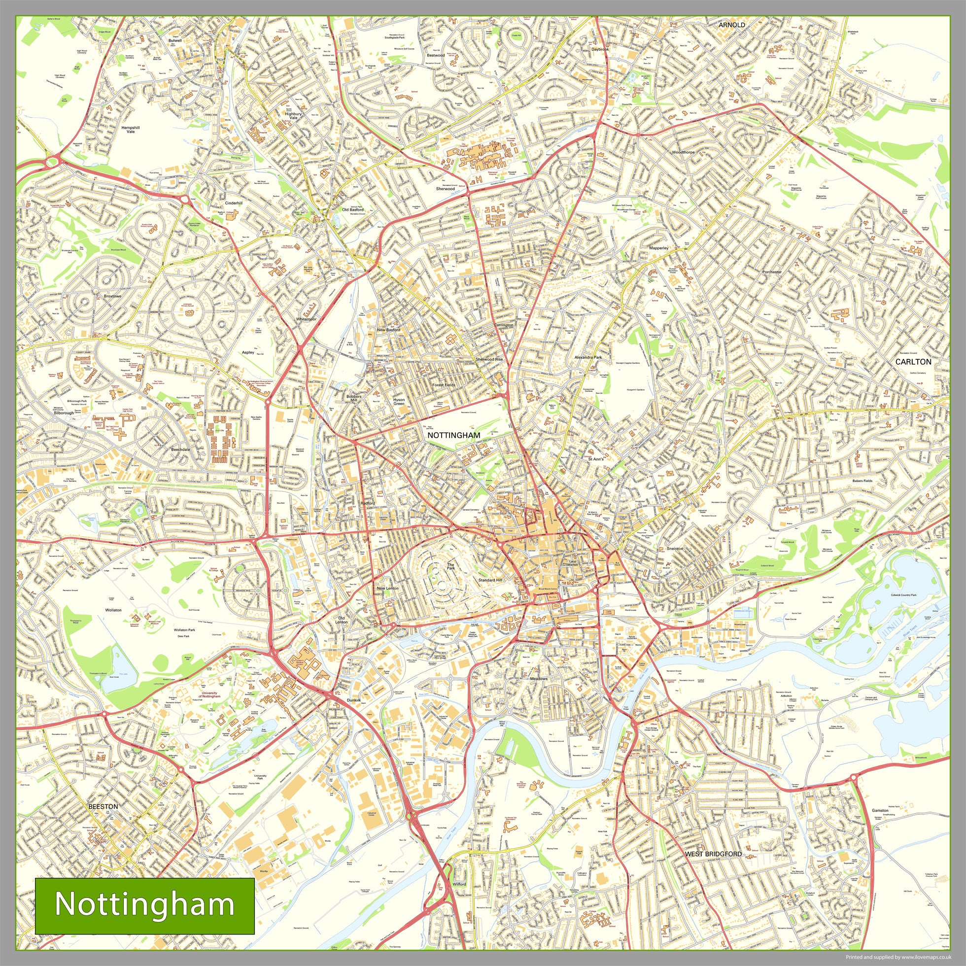 Nottingham Street Map– I Love Maps
