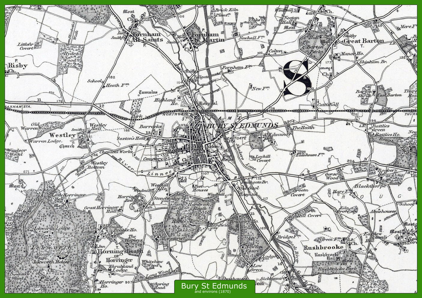 Bury St Edmunds and Environs Ordnance Survey Map 1870– I Love Maps