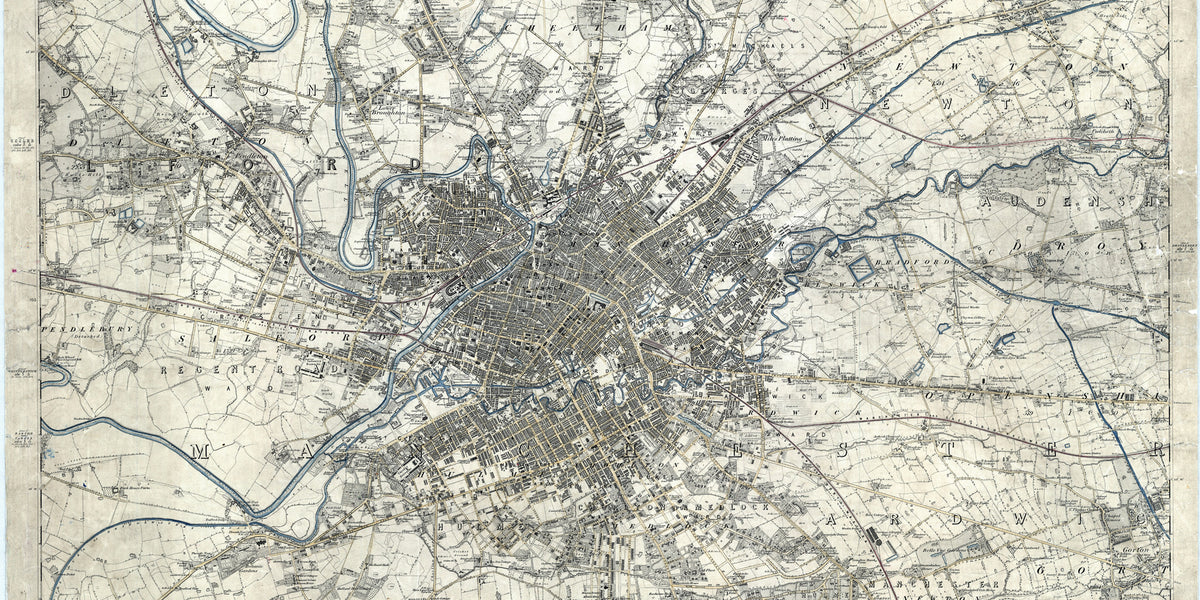 Historical 1848 Map of Manchester Ordnance Survey Map– I Love Maps