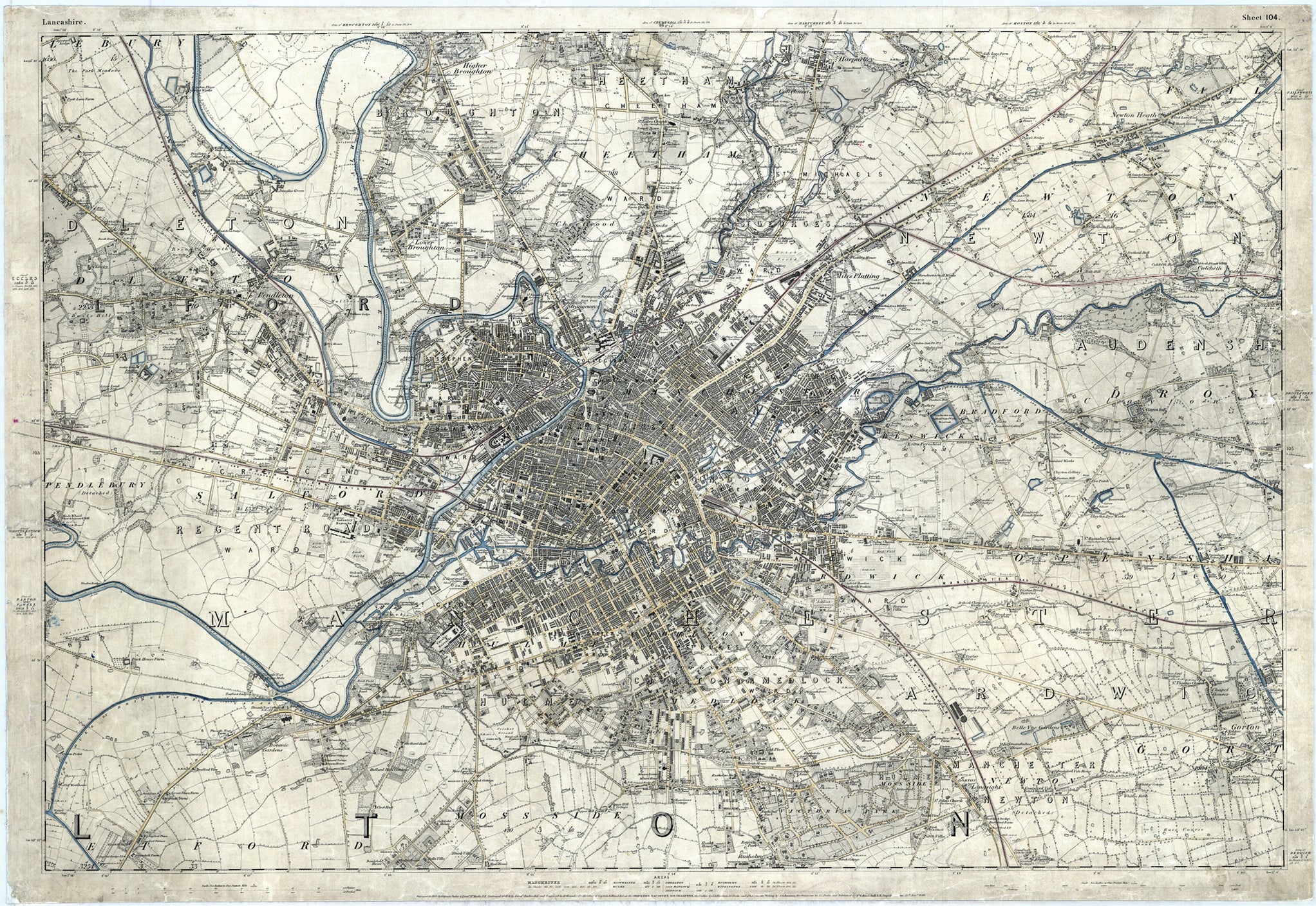 Historical 1848 Map of Manchester Ordnance Survey Map– I Love Maps