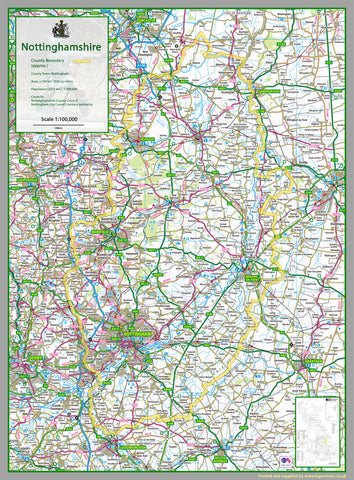 Nottinghamshire County Map | I Love Maps