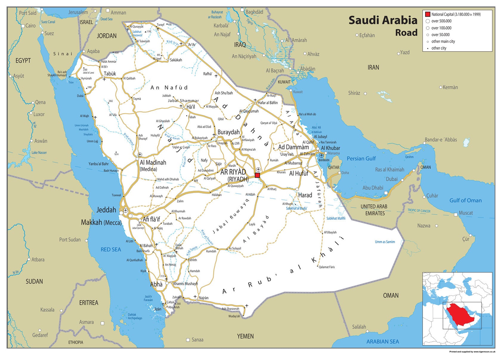Saudi Arabia Road Map– I Love Maps