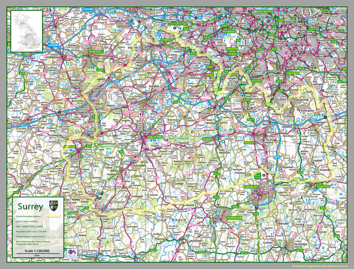 Surrey County Map– I Love Maps