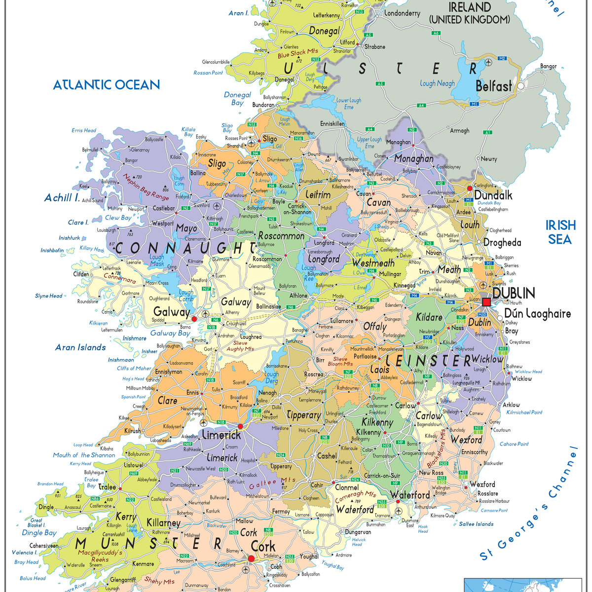 Ireland Political Map– I Love Maps