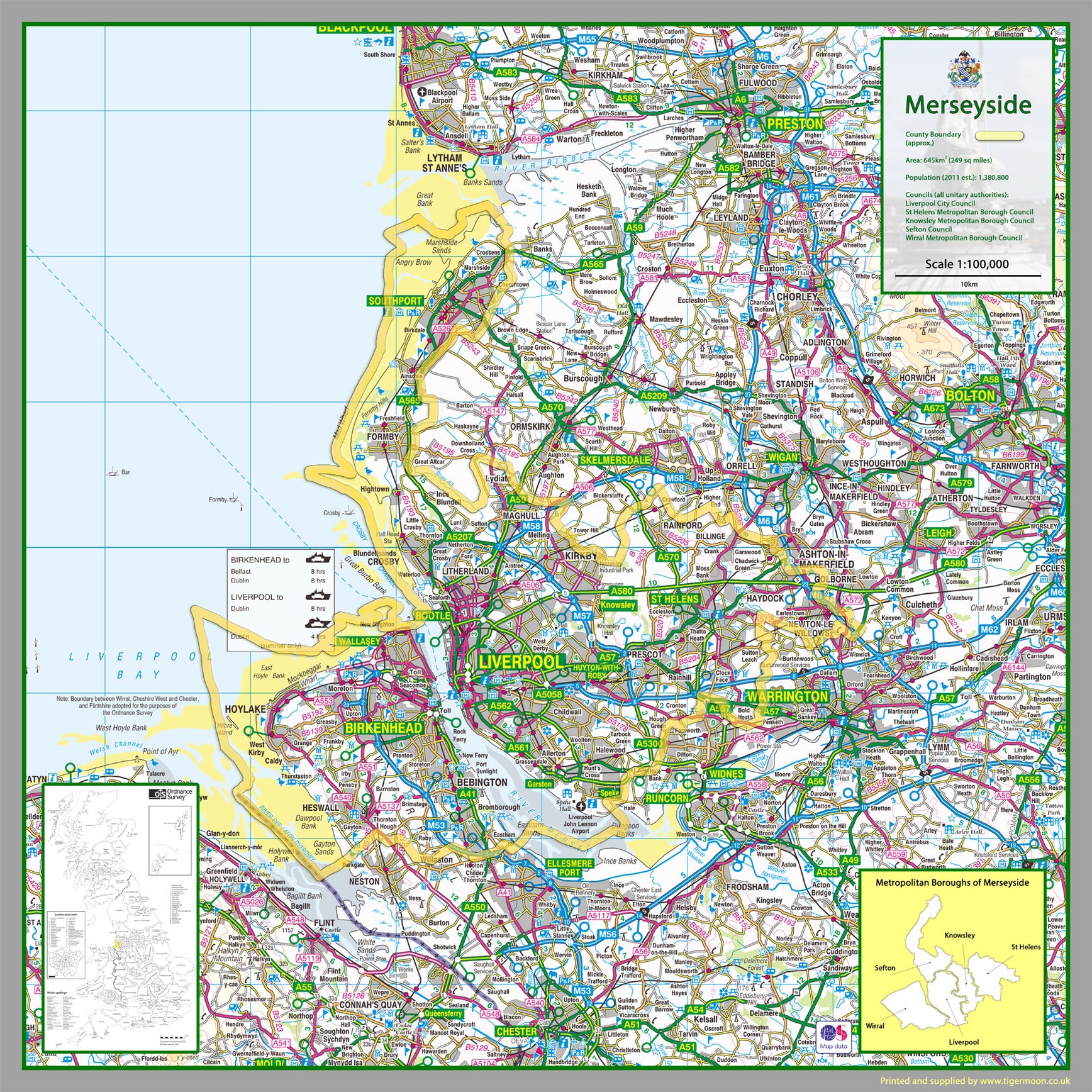 Merseyside County Map– I Love Maps