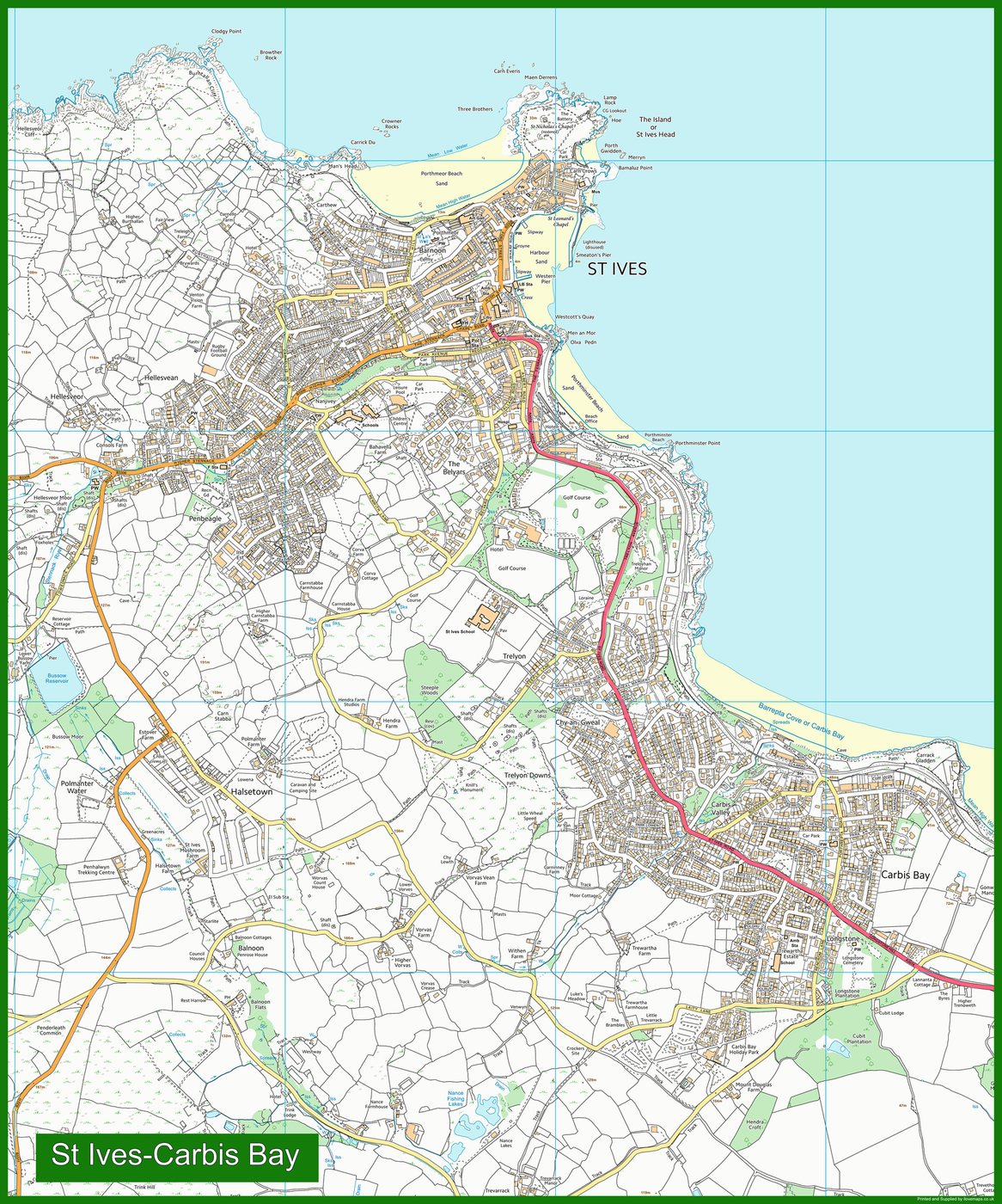 St Ives Street Coastal Area Map– I Love Maps