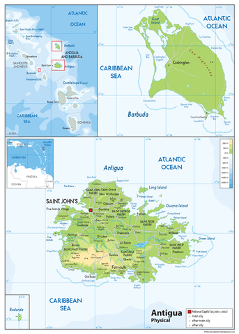 Antigua Physical Map | I Love Maps