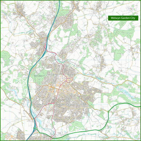 Welwyn Garden City Street Map | I Love Maps