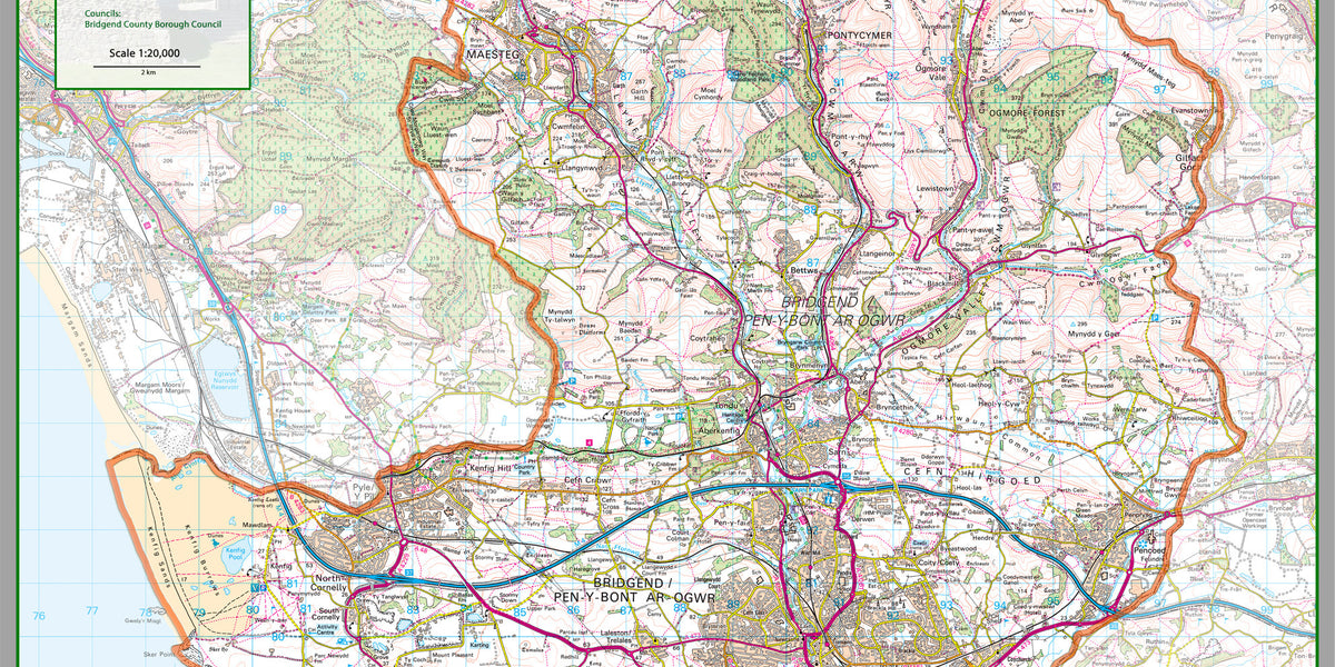 Bridgend County Map– I Love Maps
